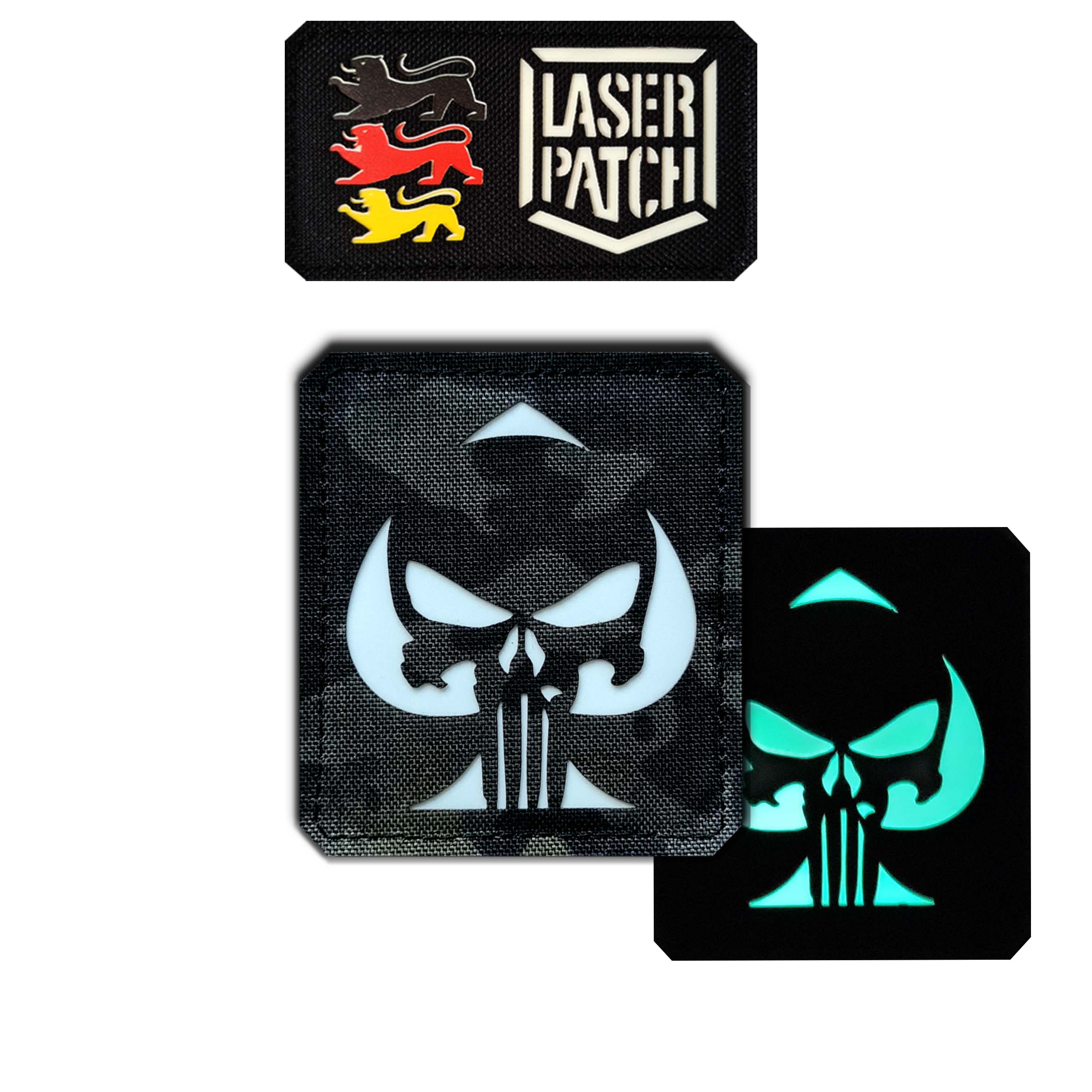 Pik-Ass Schädel - Military Tactical Lasercut mit Patch mit Klett